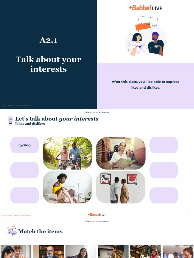 ENG - A2 - 1 - 20 Talk About Your Interests | PDF | Linguistics