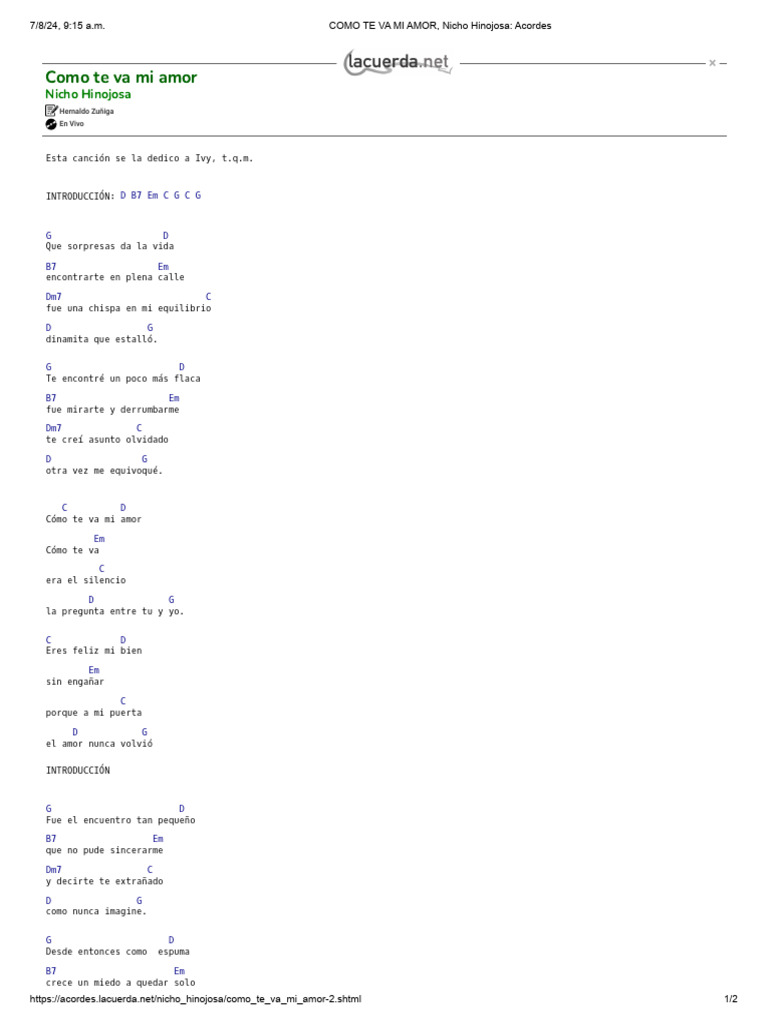 Como Te Va Mi Amor | PDF