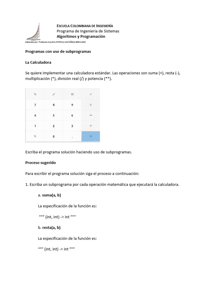 Ejercicio Calculadora Subp | PDF
