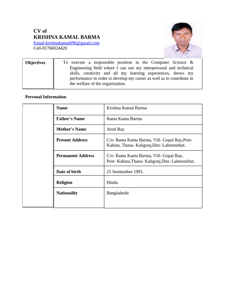CV of Krishna 2024 | PDF