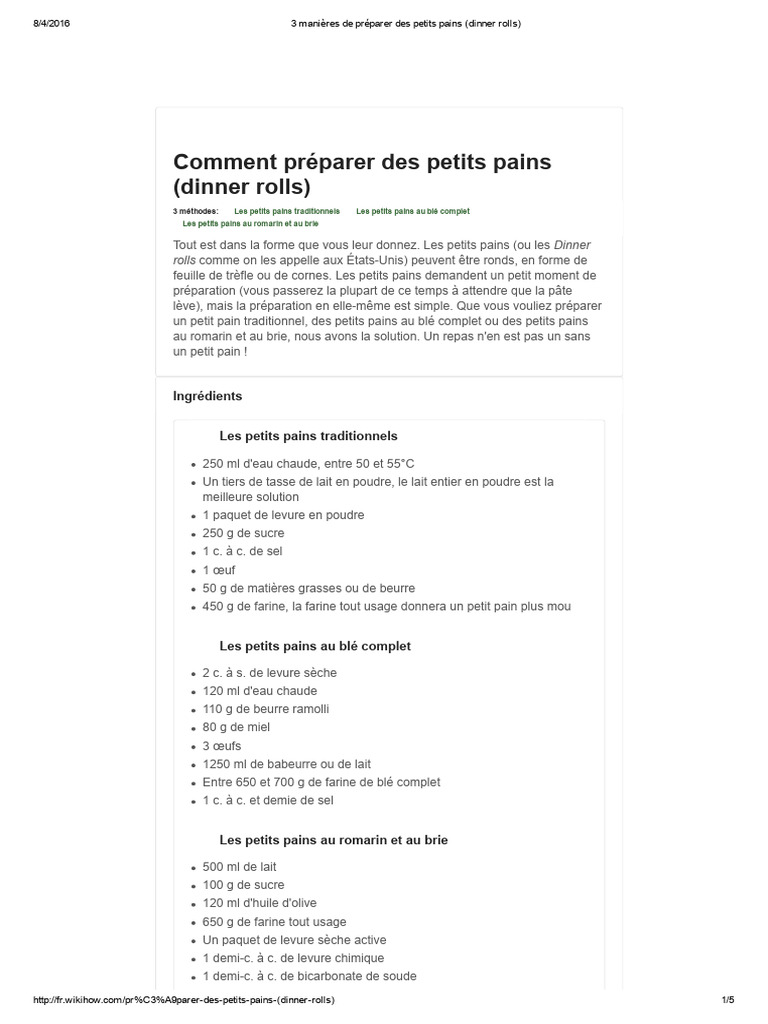 3 Manières de Préparer Des Petits Pains (Dinner Rolls) | PDF