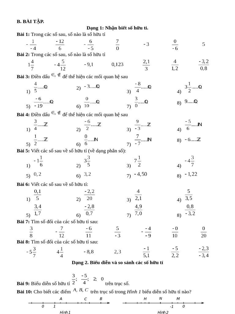CƠ BẢN TOÁN 7 CHƯƠNG 1. SỐ HỮU TỈ | PDF