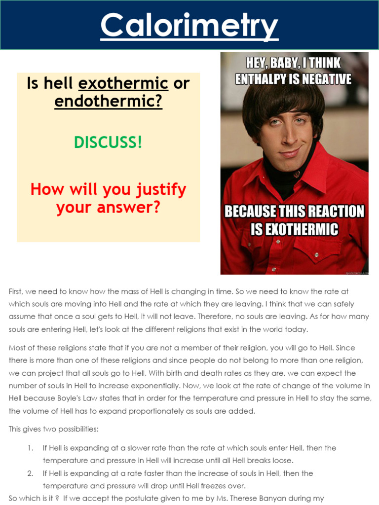 YR12 IB CHEM Lesson 2 Measuring Enthalpy Changes (Calorimetry) | PDF