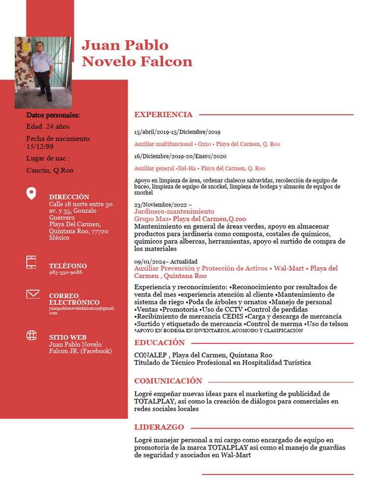 CV Juan Pablo Novelo Falcon actual | PDF