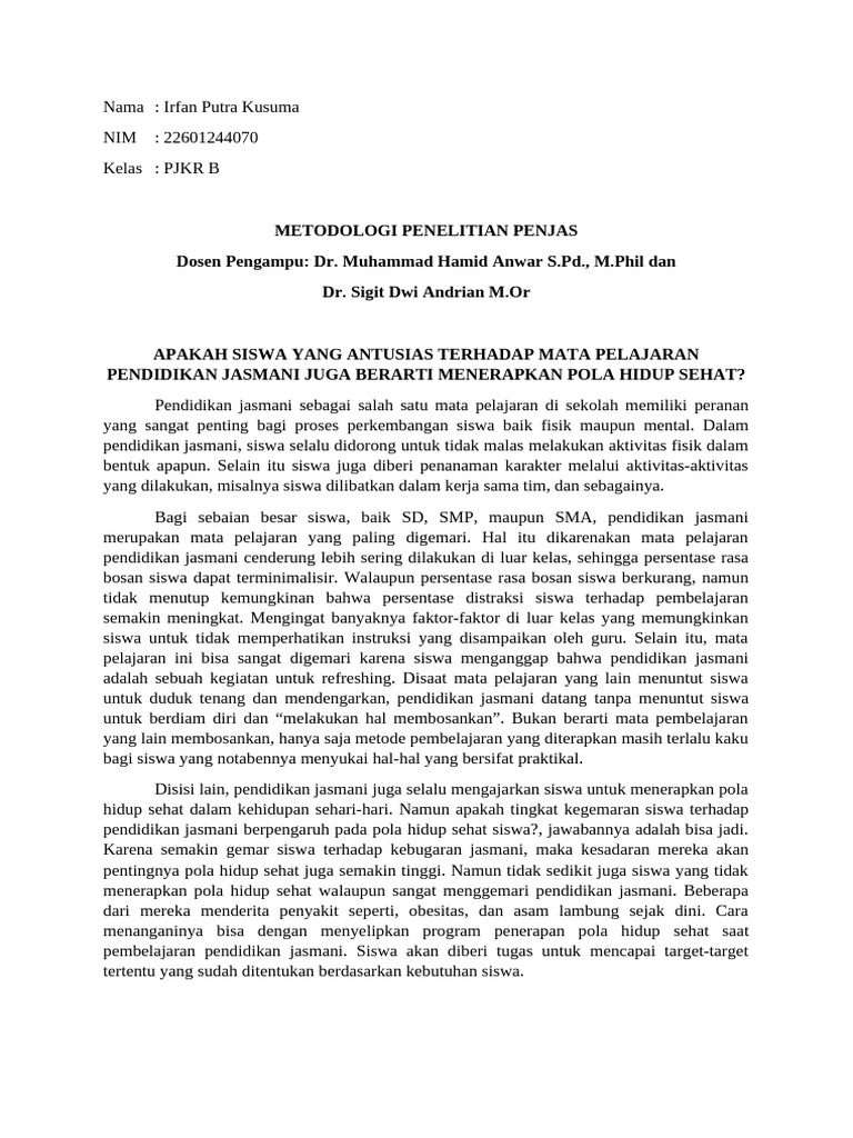 Irfan Putra Kusuma - Metodologi Penelitian | PDF