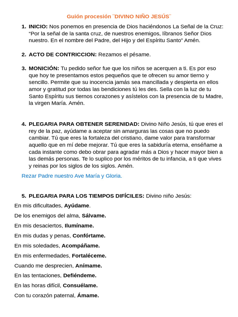 Guión Divino Niño - 050410 | PDF