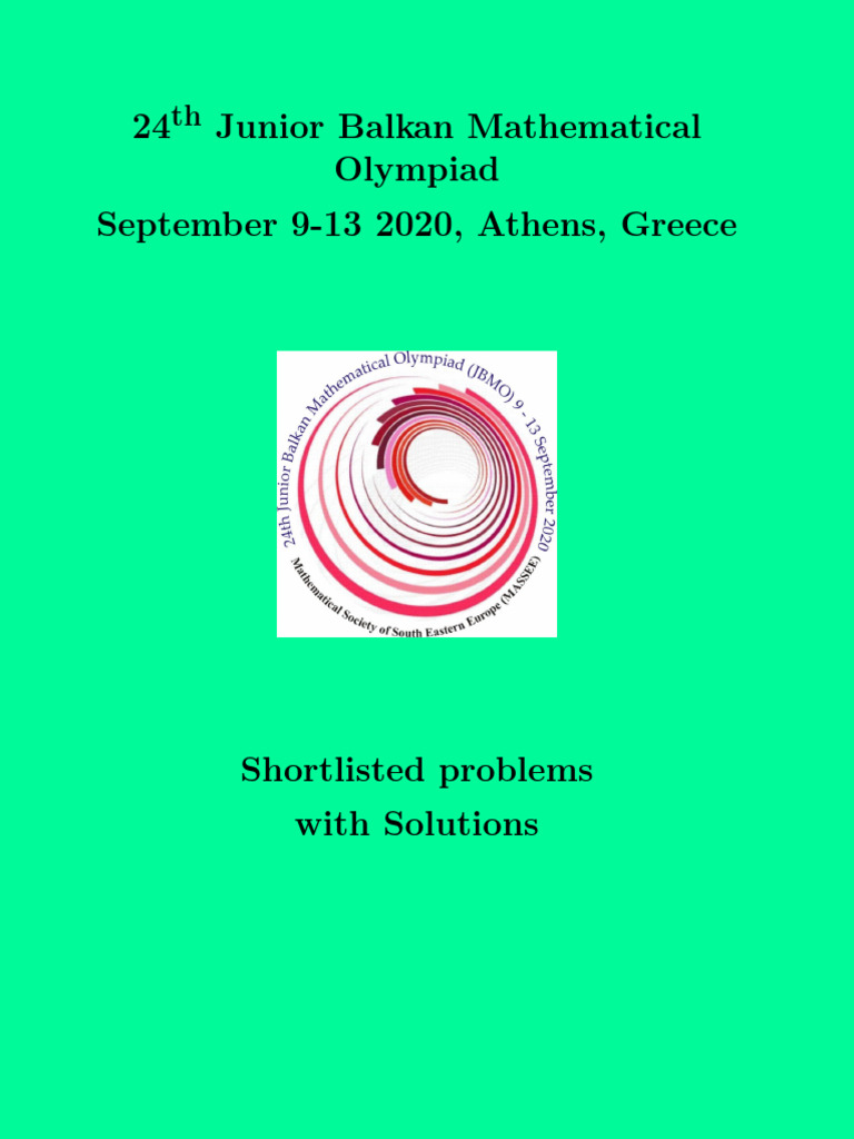 Jbmo Shortlist 2020 | PDF