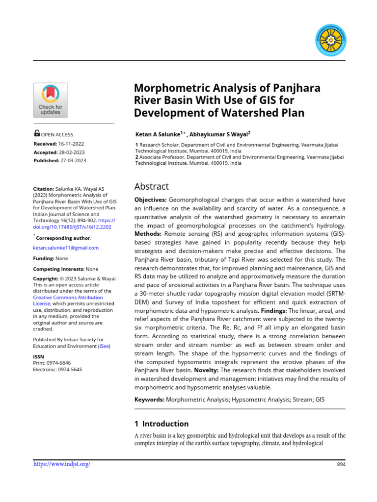 Morphometric Analysis of Panjhara | PDF