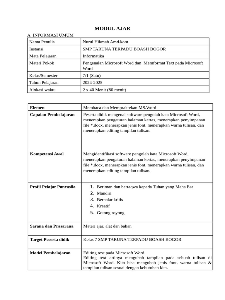 Modul Ajar Print | PDF