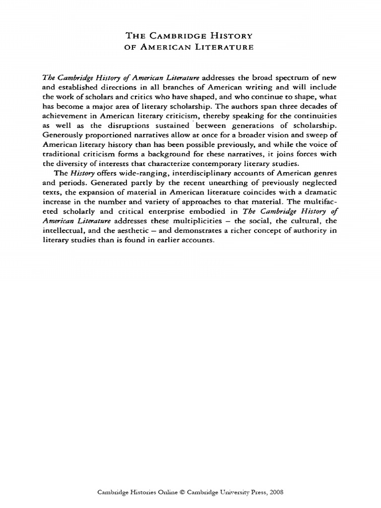 The Cambridge History of American Literature Vol. 7 | PDF