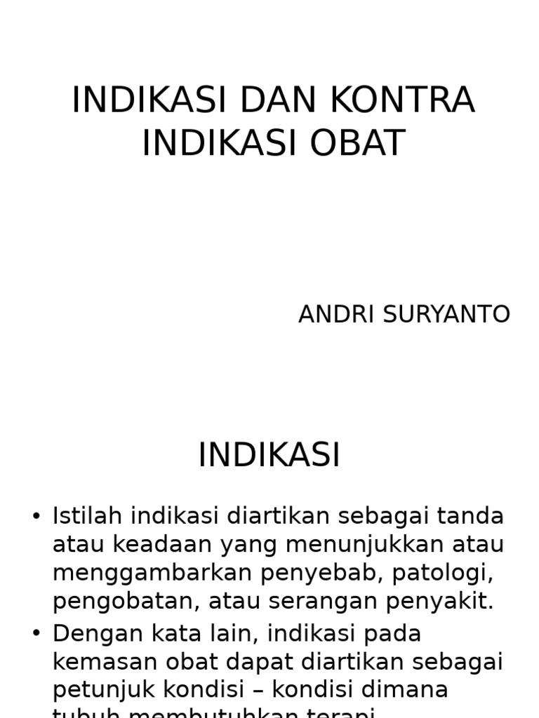 Indikasi Dan Kontra Indikasi Obat | PDF
