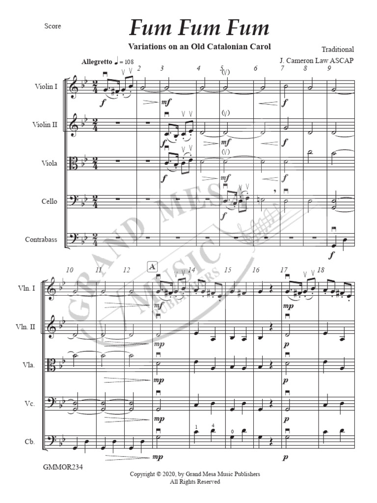 Fum Fum Fum: Variations On An Old Catalonian Carol | PDF