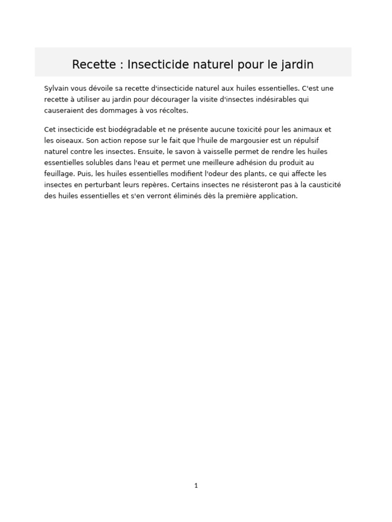 Recette - Insecticide Naturel | PDF