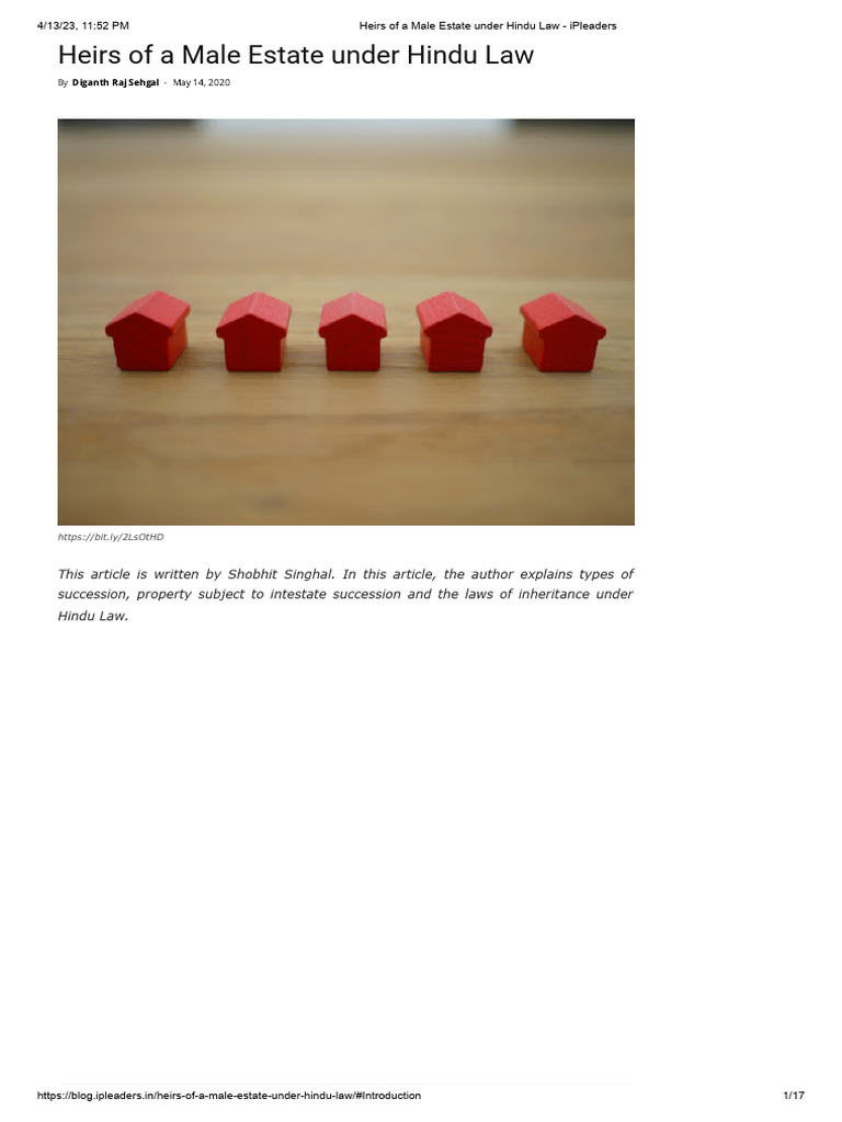 Heirs of A Male Estate Under Hindu Law - Ipleaders | PDF