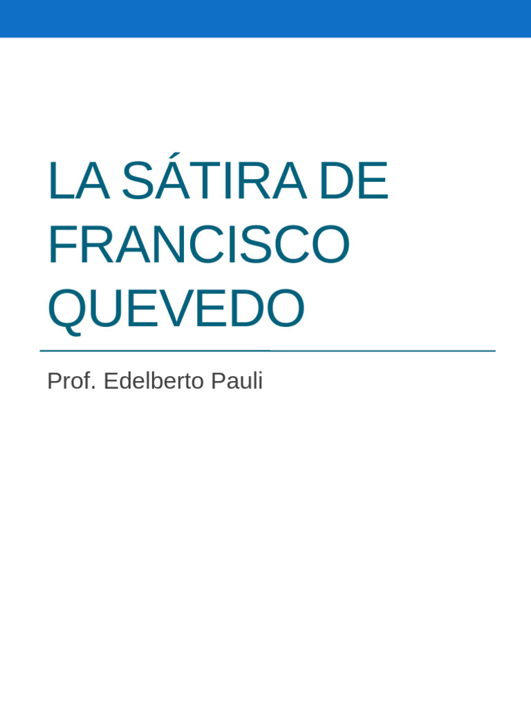 Sátira en la obra de Quevedo | PDF | Sátira | Clásicos