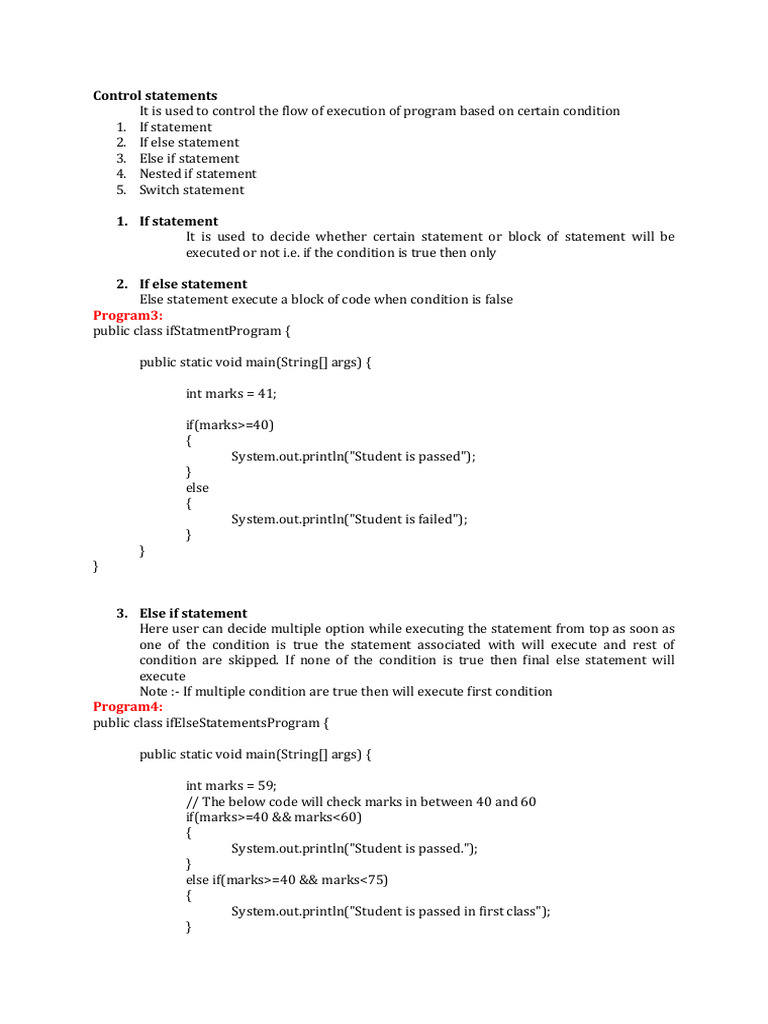 Control Statement | PDF