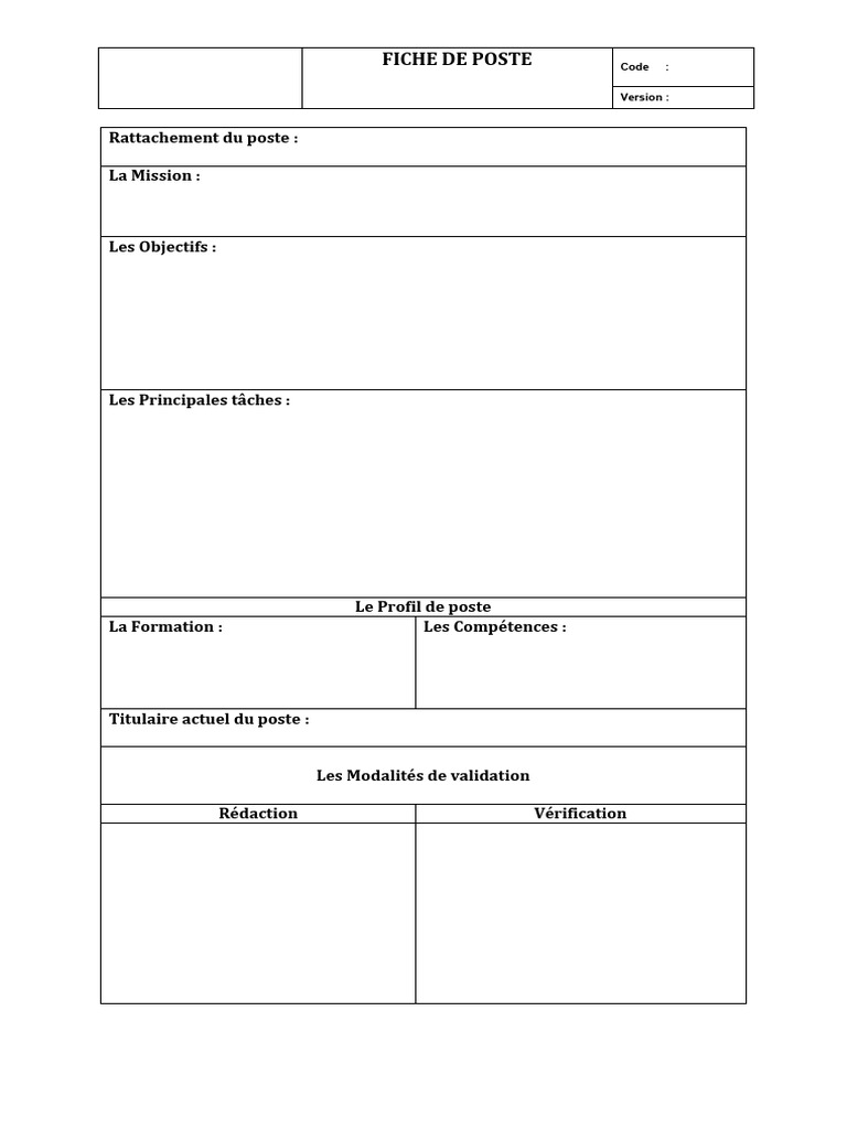 Fiche de Poste | PDF