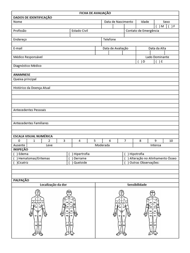 FICHA DE AVALIAÇÃO Fisioterapia | PDF