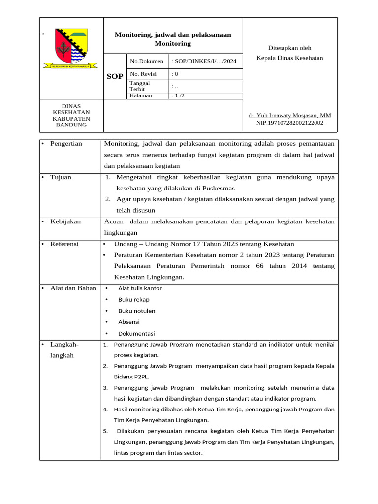 FORMAT SOP Monitoring | PDF