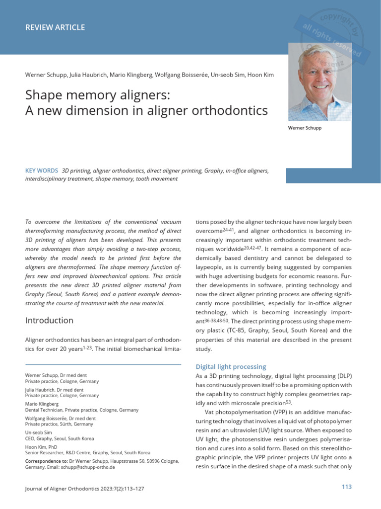 Shape Memory Aligners A New Dimension in Aligner Orthodontics Kieferorthopaede Koeln ...