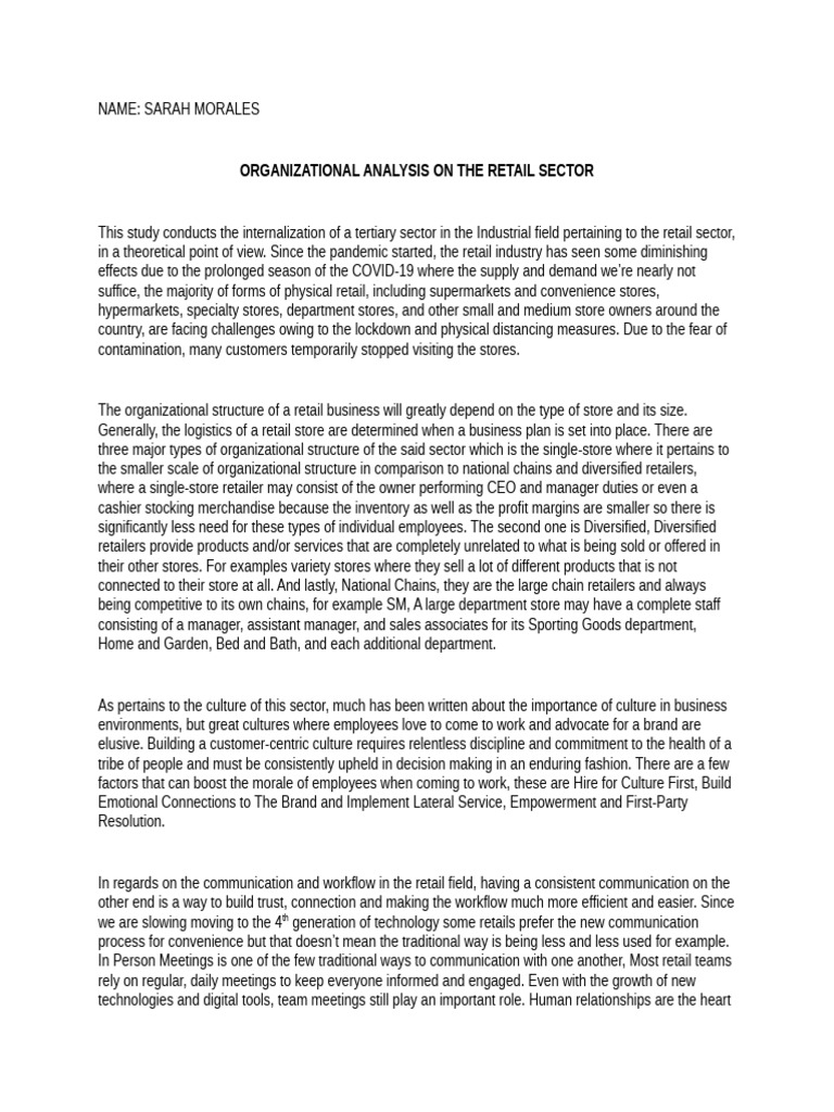 Sarah Morales - Org Analysis | PDF