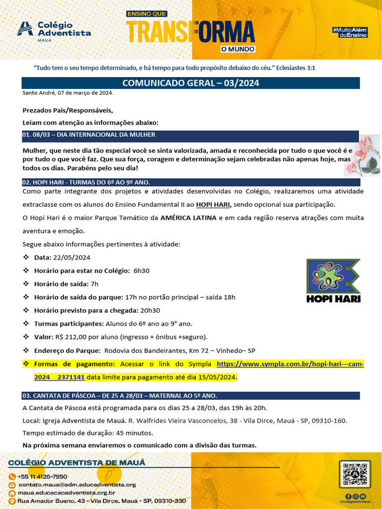 Comunicado Geral - 03.2024 | PDF