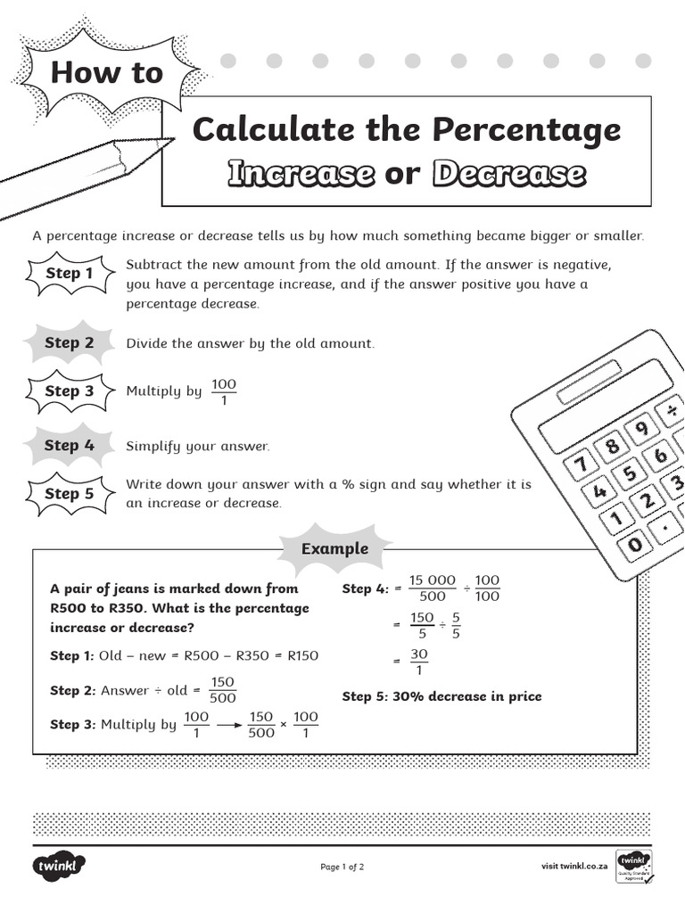 Za M 1680552986 How To Calculate The Percentage Increase or Decrease Activity Sheet Ver 3 | PDF