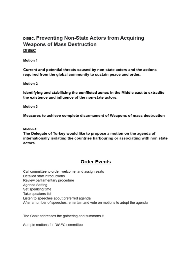 21k Mun - DISEC - Order of Events | PDF