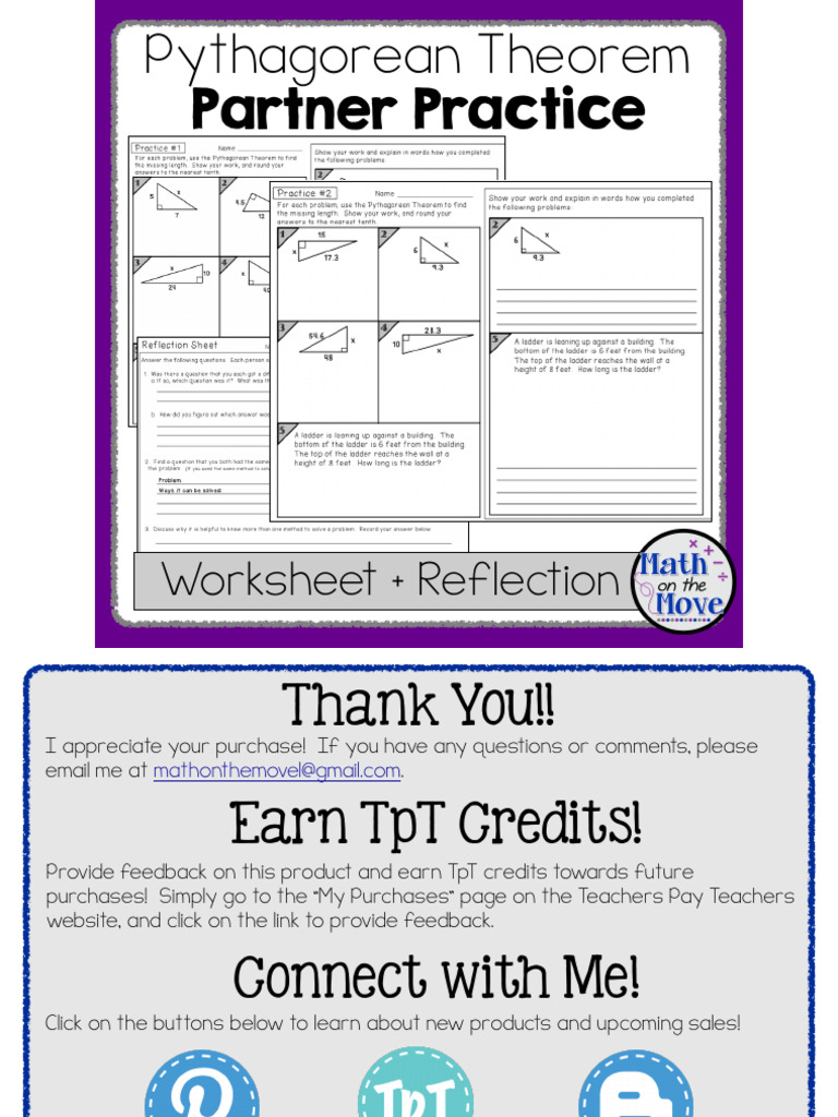 Partner Practice: Pythagorean Theorem | PDF