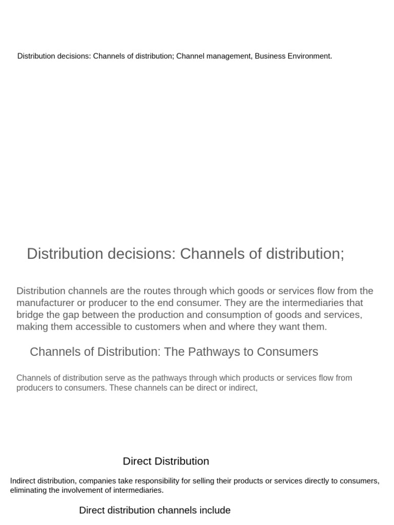 Distribution Decisions | PDF
