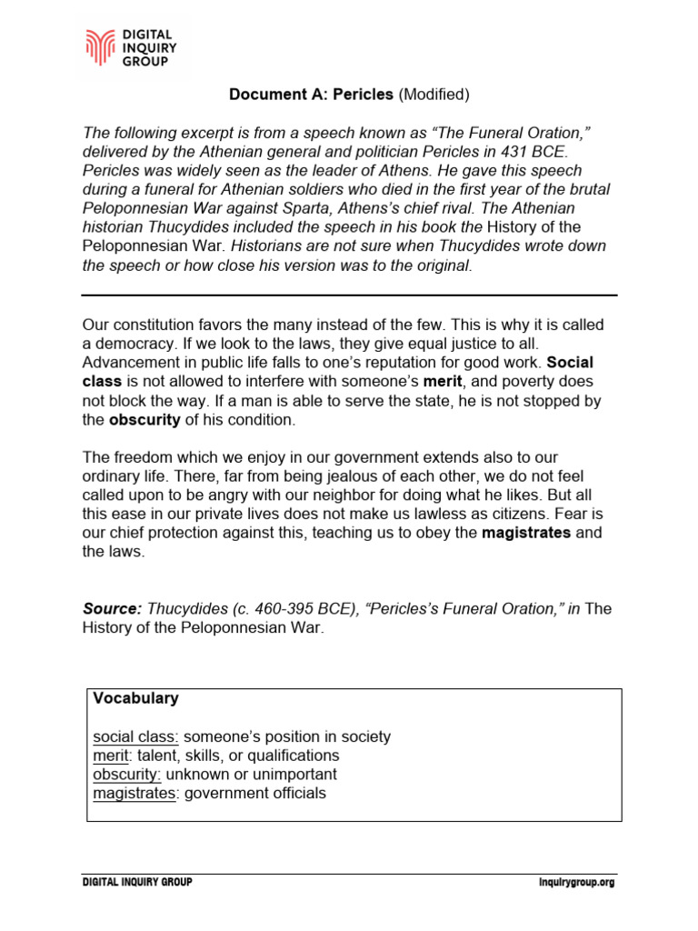 Athenian Democracy SAC Student Materials | PDF