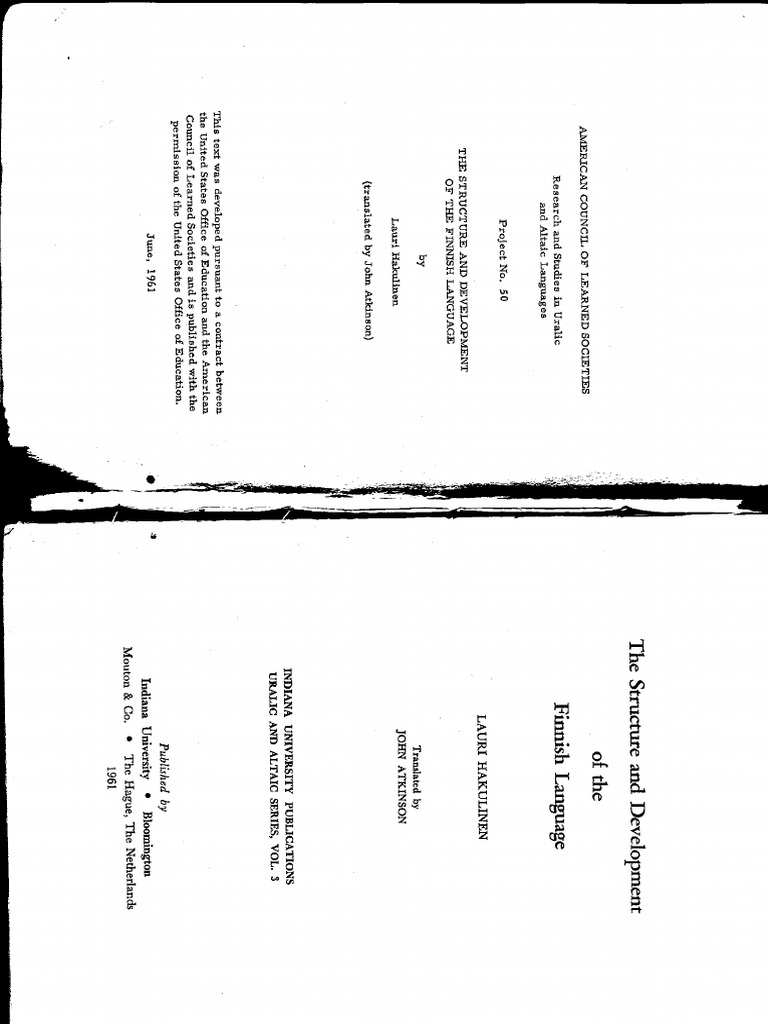 (Uralic and Altaic Series 3) Lauri Hakulinen - The Structure and ...