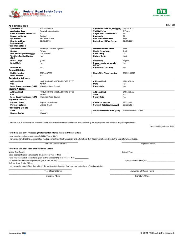 Nigeria Driver's Licence | PDF