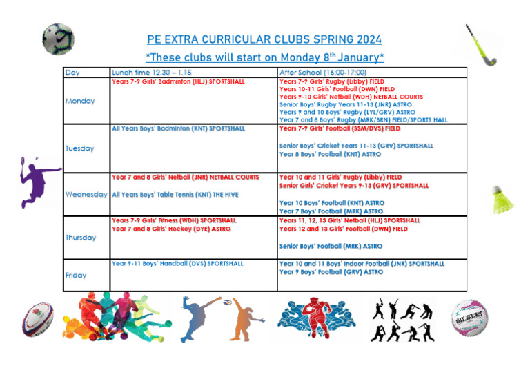 Pe Clubs Spring 2024 | PDF