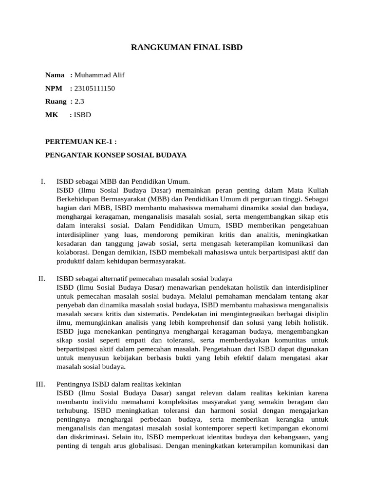 Rangkuman Final Isbd | PDF