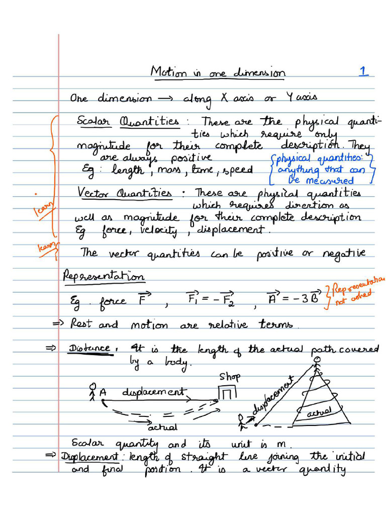 Motion in 1 dimension notes for physics igcse | PDF