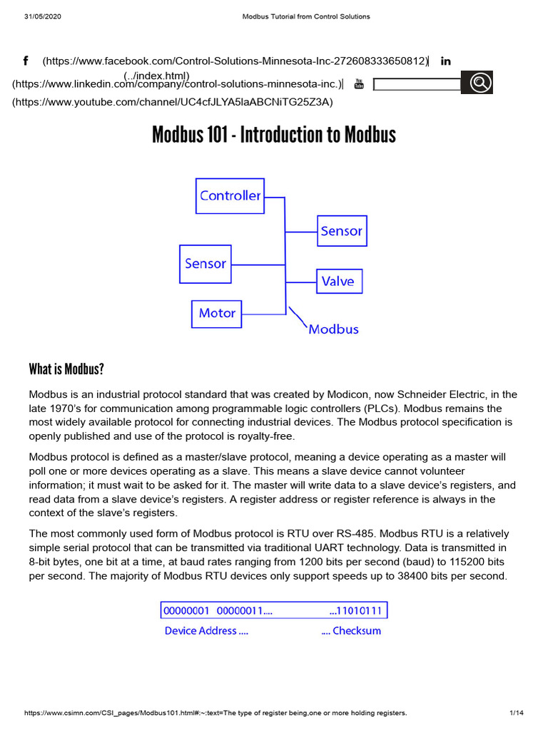 Modbus Tutorial From Control Solutions | PDF