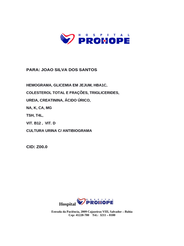 Pedido de Exames Lab. | PDF