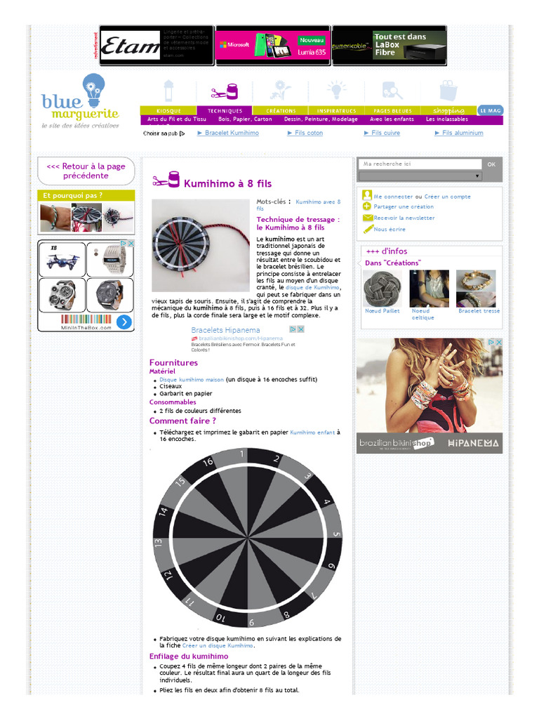 Kumihimo À 8 Fils, Technique de Tressage | PDF