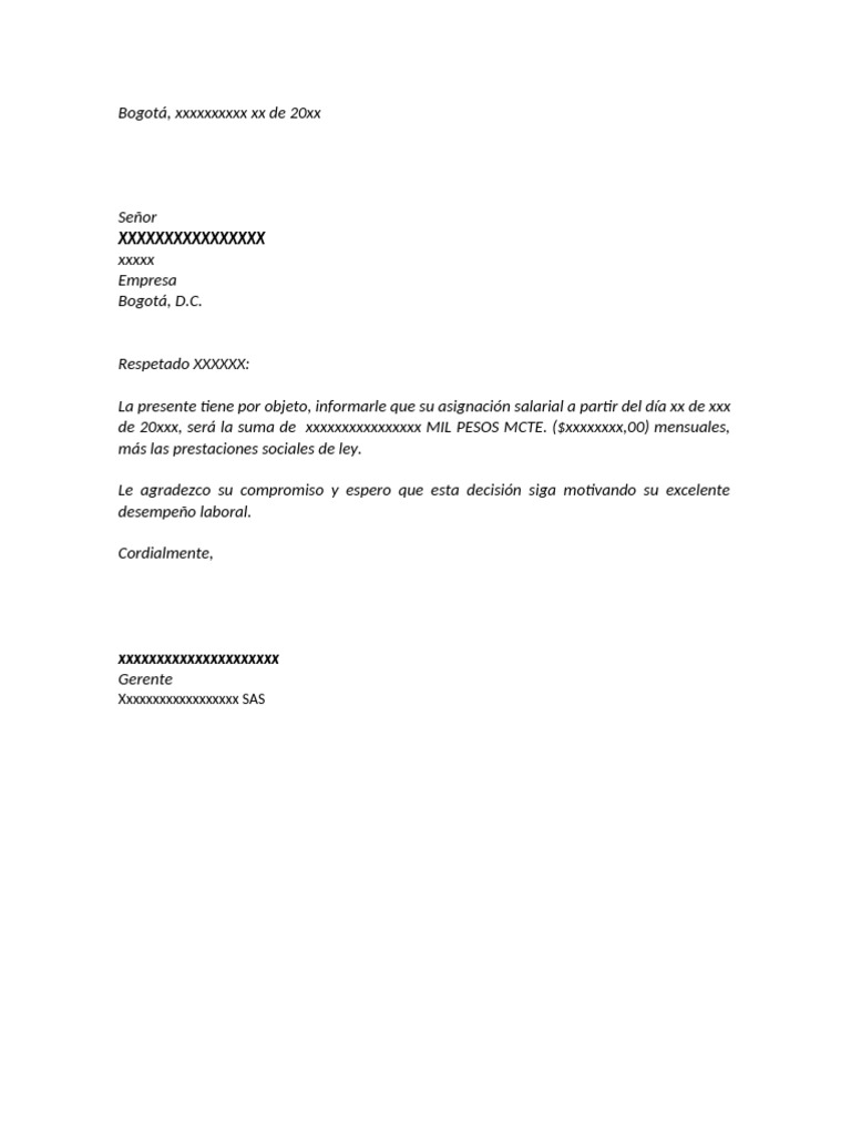 Modelo Carta Incremento Salarial | PDF