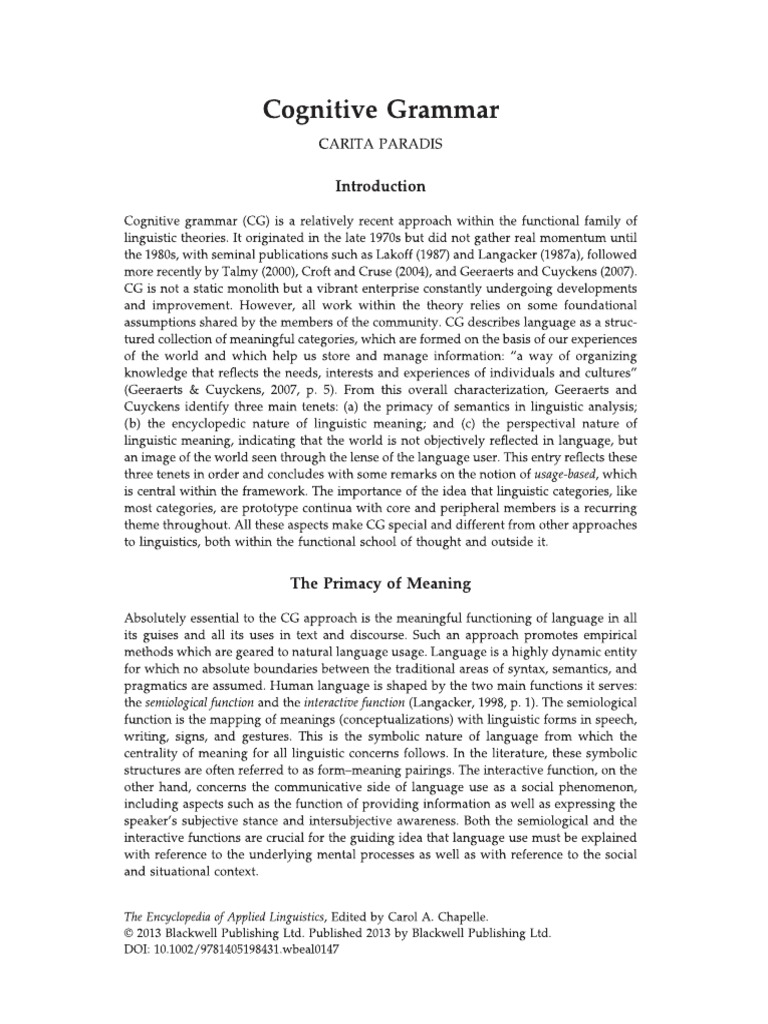 Cognitive Grammar | PDF