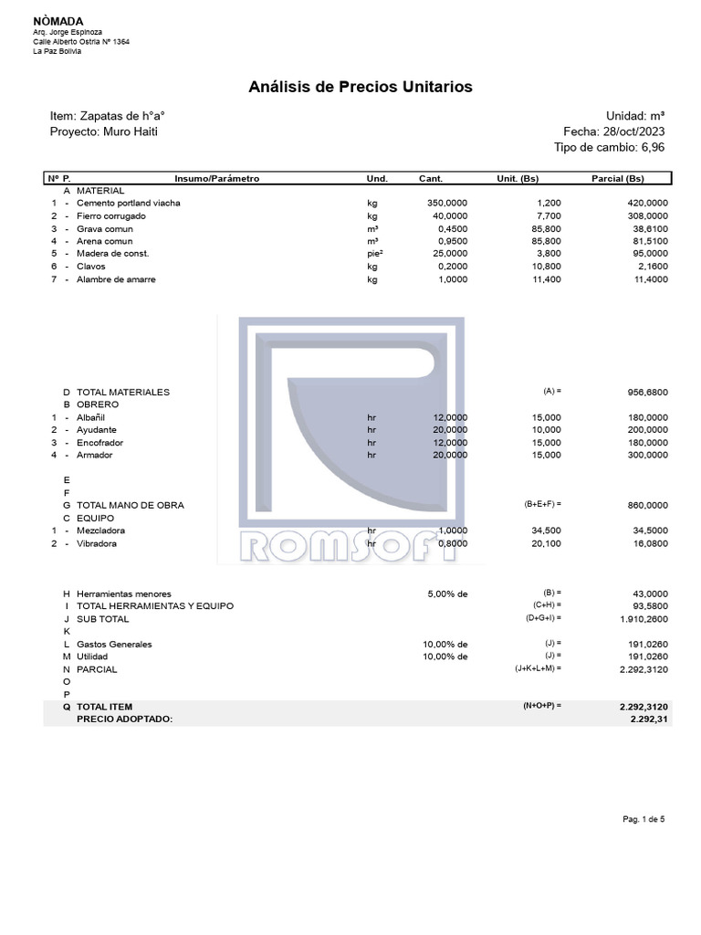 Proyecto MURO ANALISIS | PDF