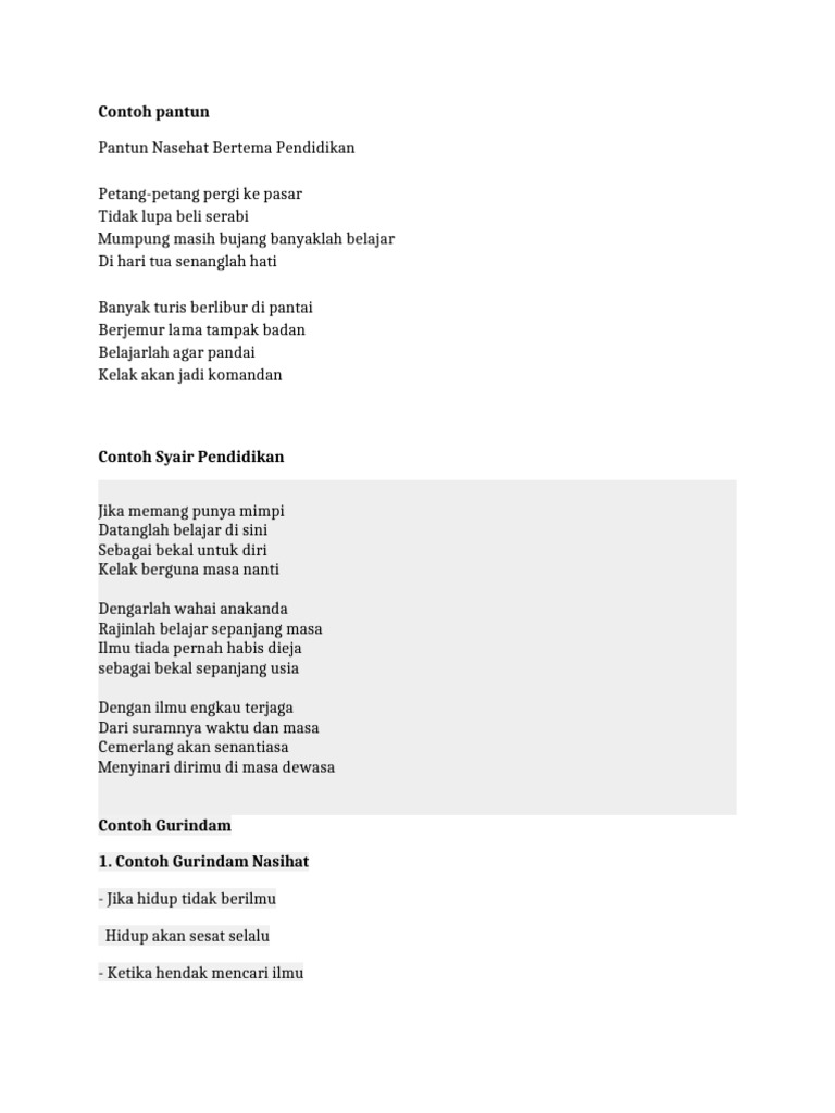 Contoh Pantun | PDF