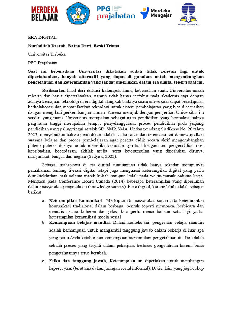 Topik 1, Ruang Kolaborasi - RATNA DEWI | PDF