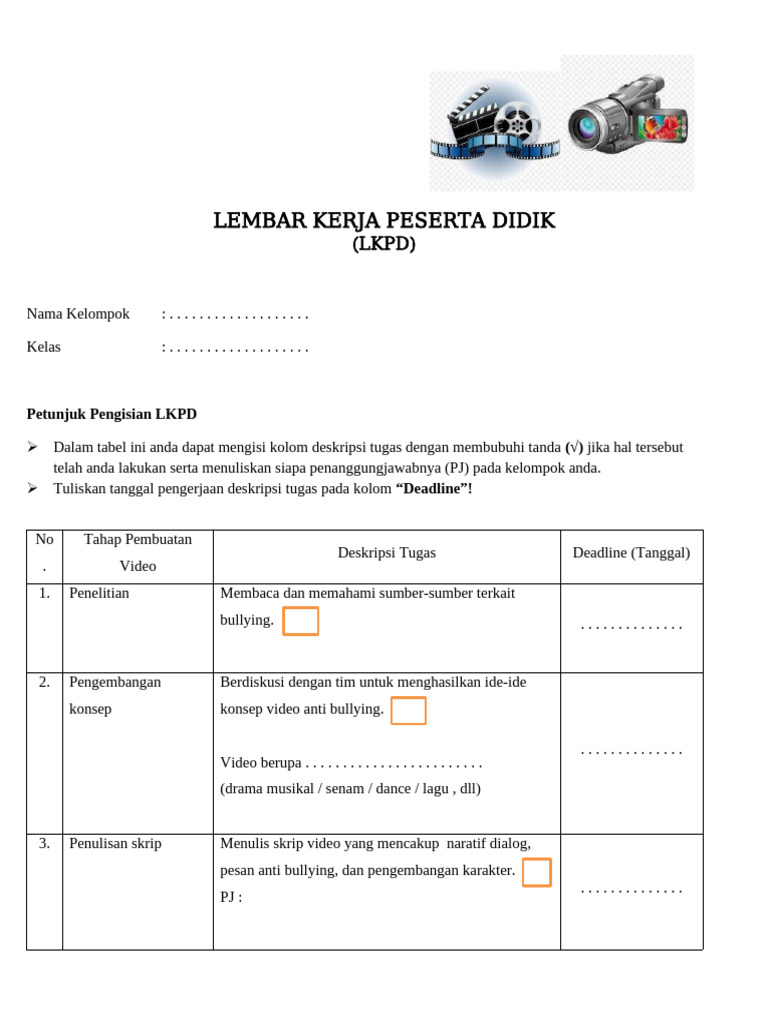 LKPD Pembuatan Video Projek | PDF