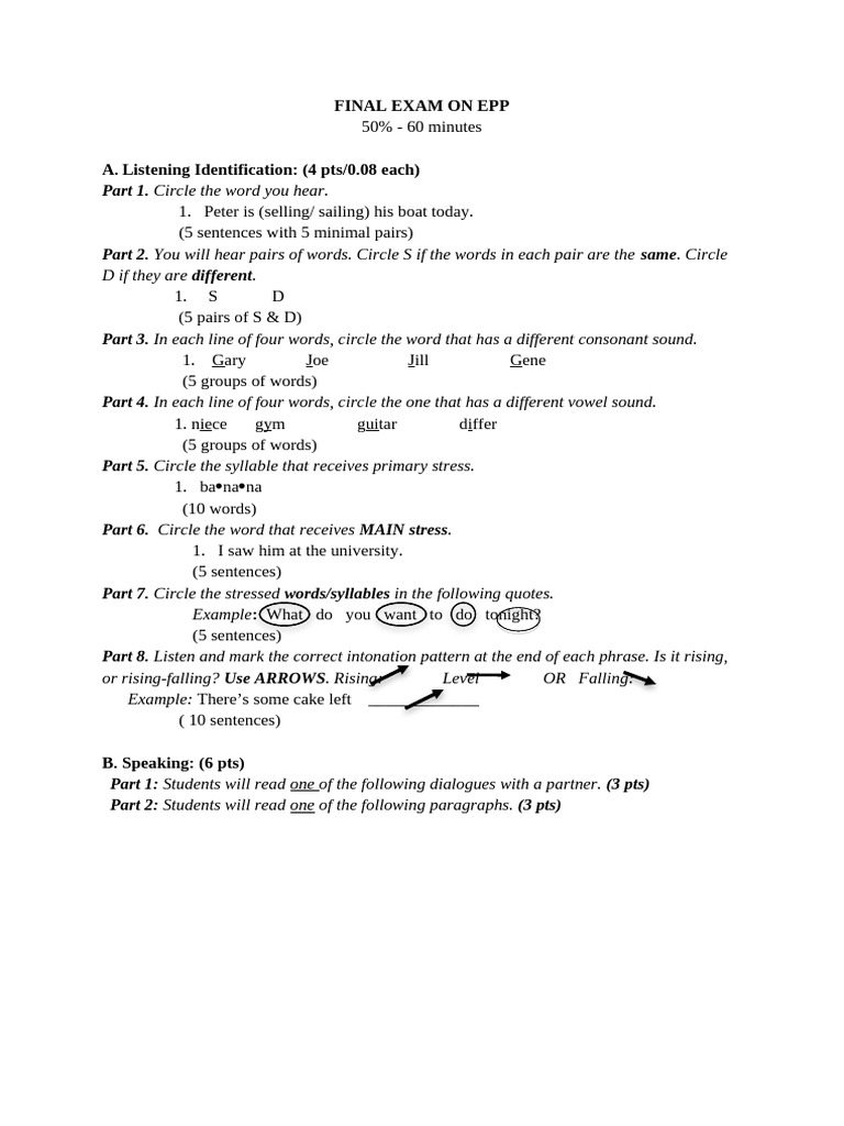 Final Exam Online - Sample of Listening Part | PDF