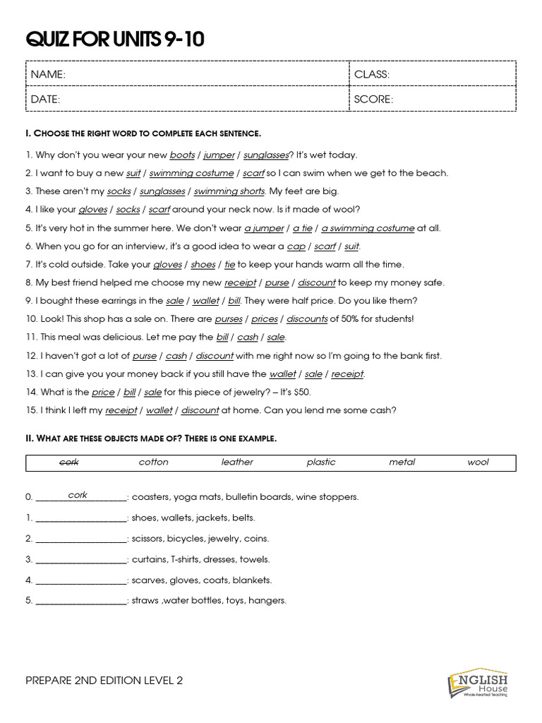 Quiz For Units 9+10 | PDF