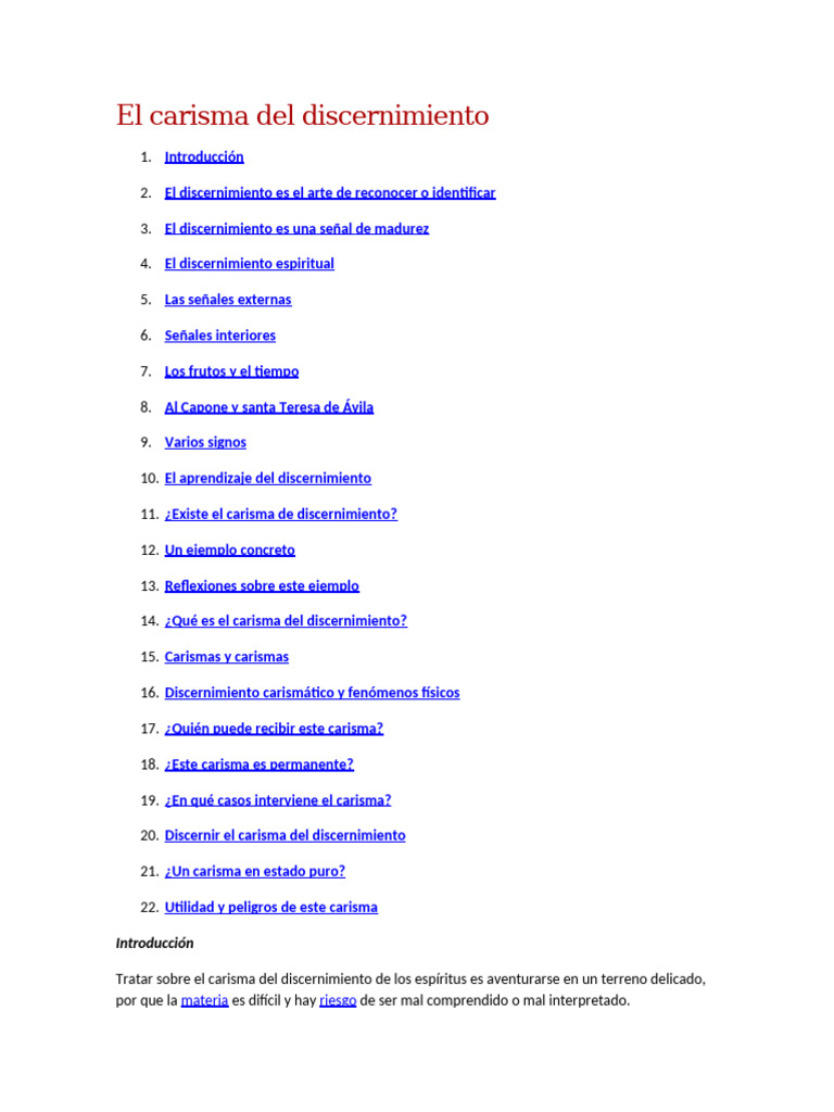 El Carisma Del Discernimiento | PDF