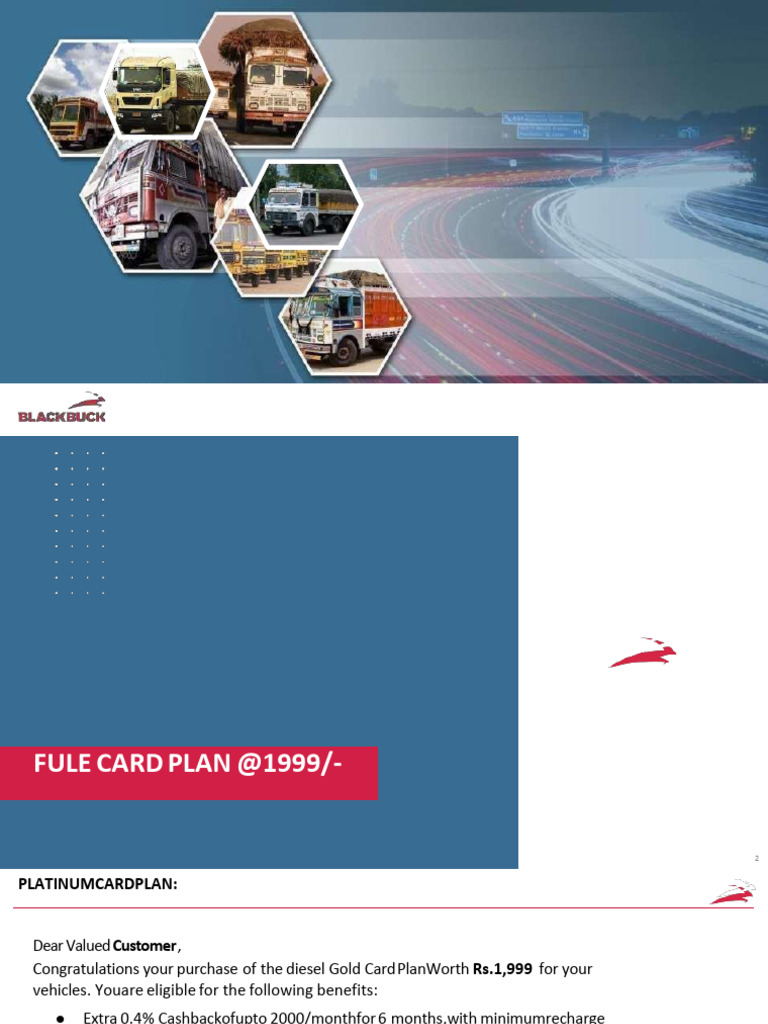 Black Buck Diesel Card - Plan - New | PDF