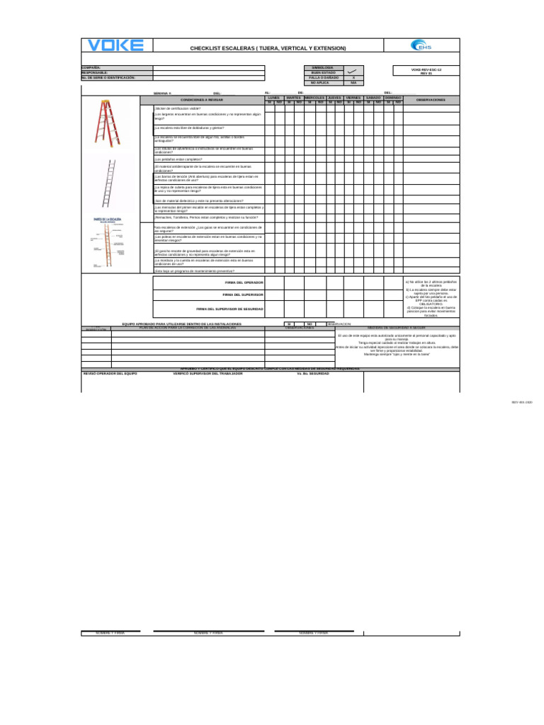 VOKE-REV-ESC-12 CheckList de Escaleras | PDF